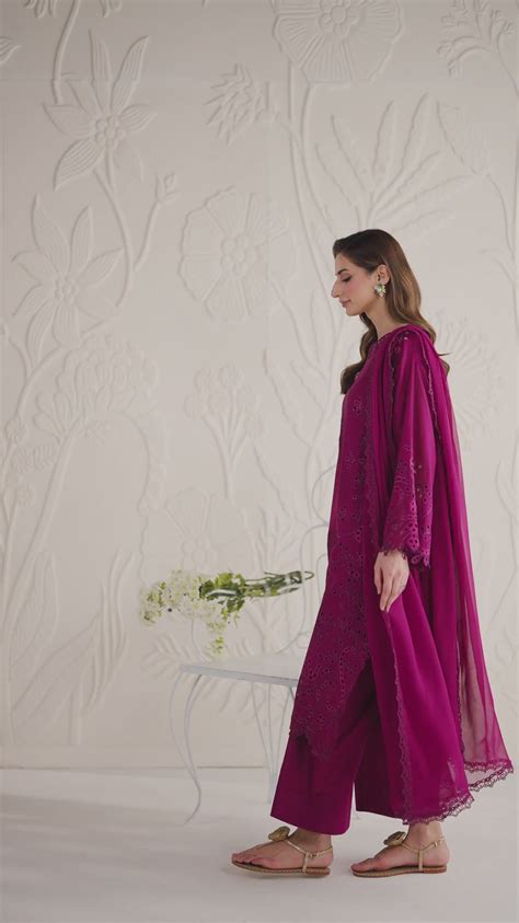 Magenta Embroidered Lawn Dress Lawn 26 Collection Iznik Global