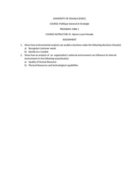 Strategic Management Assignment Pdf