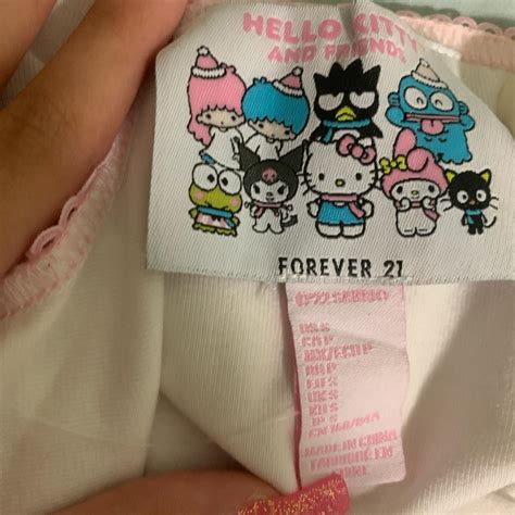 Hello Kitty Womens White And Pink Crop Top Depop