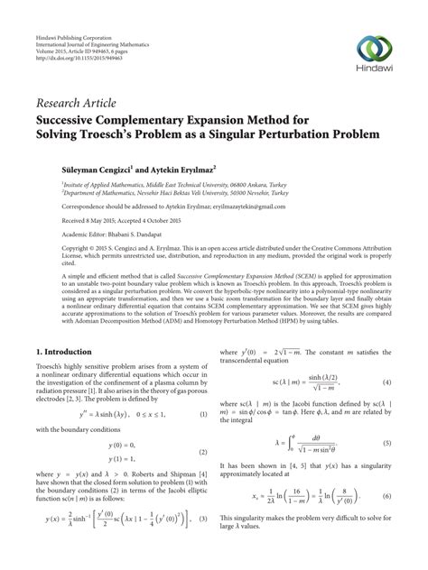 Pdf Successive Complementary Expansion Method For Solving Troeschs