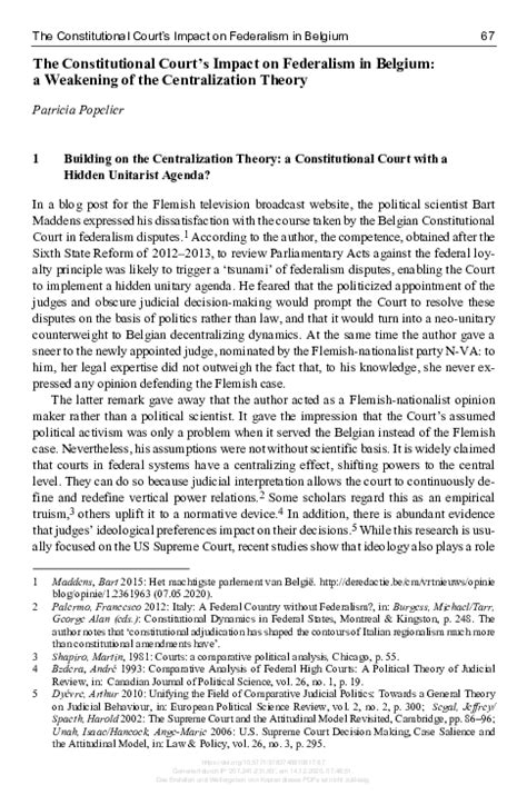 Pdf The Constitutional Courts Impact On Federalism In Belgium A