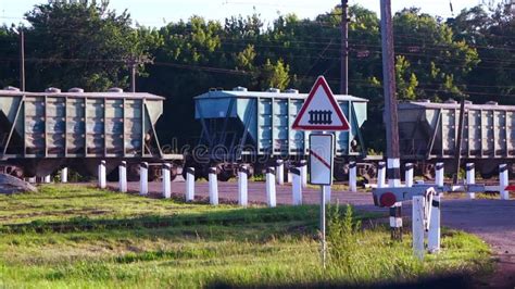 Passing Freight Train Railroad Intersection Stock Footage Video Of