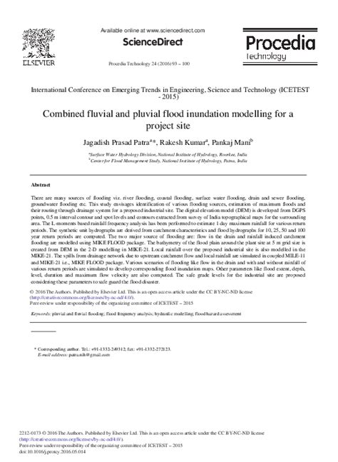 Pdf Combined Fluvial And Pluvial Flood Inundation Modelling For A Project Site