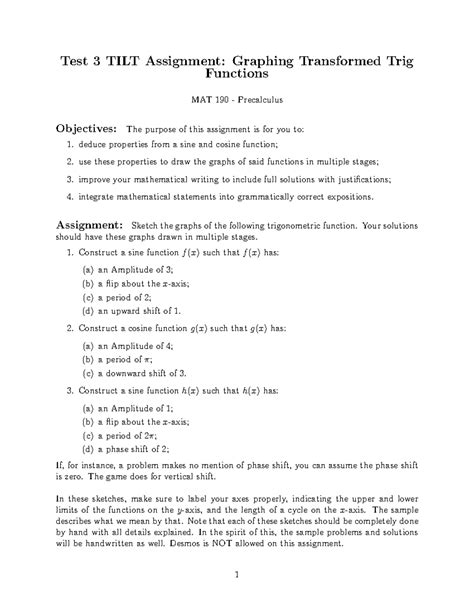 Mat 190 Test 3 Tilt Assignment Test 3 Tilt Assignment Graphing