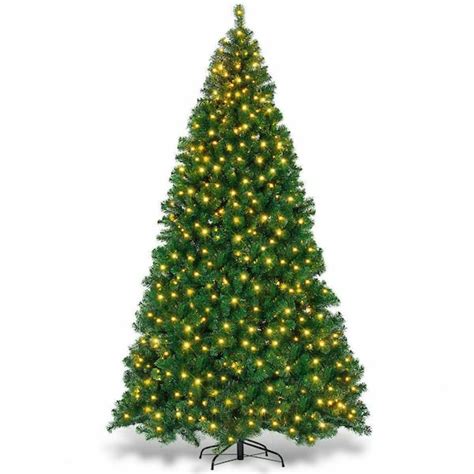 Costway 9 Ft Pre Lit Pvc Artificial Christmas Tree Hinged With 700 Led