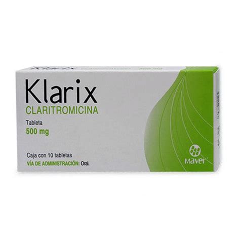Claritromicina 500 Mg Con 10 Tabletas Klarix
