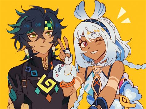 Safebooru 1boy 1girl Alternate Skin Color Bare Shoulders Black Hair