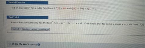 solved find an expression for a cubic function f if f 2 80