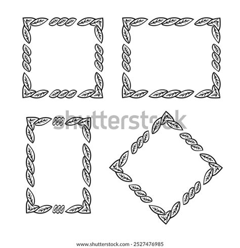 Leaf Border Frame Hand Drawn Doodle Stock Vector Royalty Free