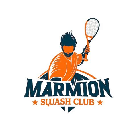 Logo Design For Marmion Squash Club Dynamic Player With Racquet And