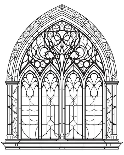 Drawing Of Gothic Style Stained Glass Window Premium Ai Generated Image