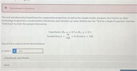 solved your answer is incorrect the null and alternative