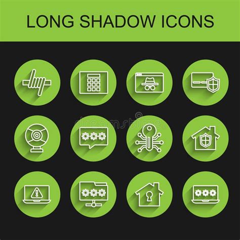 Set Line Laptop With Exclamation Mark Folder Password Barbed Wire