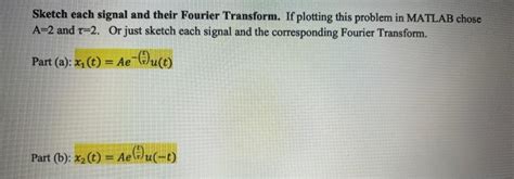 solved sketch each signal and their fourier transform if
