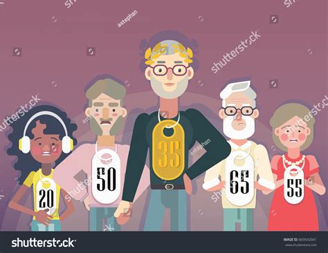 Ageism Concept Vector Illustration People Holding Stock Vector Royalty