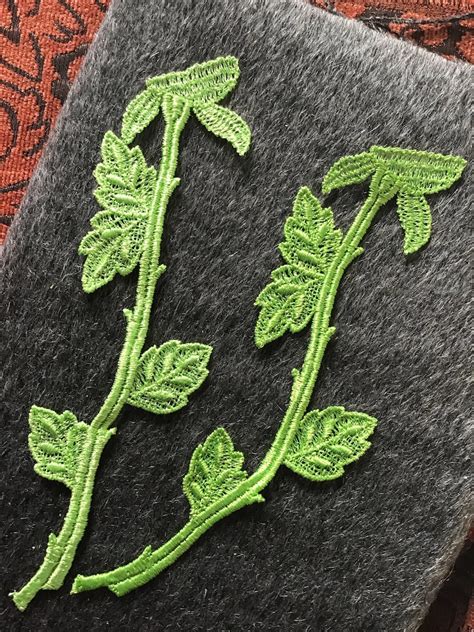 Embroidery Vintage Fern Green Sew On Embroidered Leaf Patch Leaves