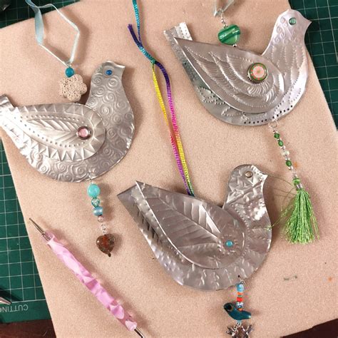 Hand Embossed Tin Bird Decorations Jolly Super Things