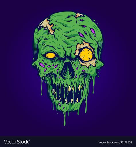 Skull Zombie Isolated Royalty Free Vector Image