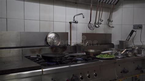 Chef With Pan On Fire Restaurant Kitchen Stock Footage Video Of