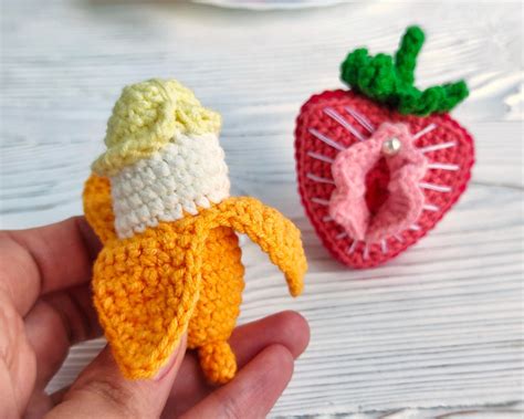 Sexy Fruits Crochet Pattern Amigurumi Penis And Vulva Keychain Pdf
