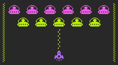 Spaceship Shooting To Cosmic Invaders Space Invaders In Pixel Art
