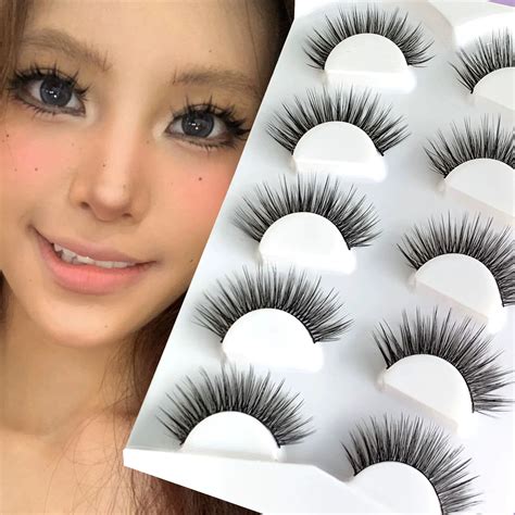 3d Artificial False Eyelashes Combo Set 5 Pairs With Natural Eyelash