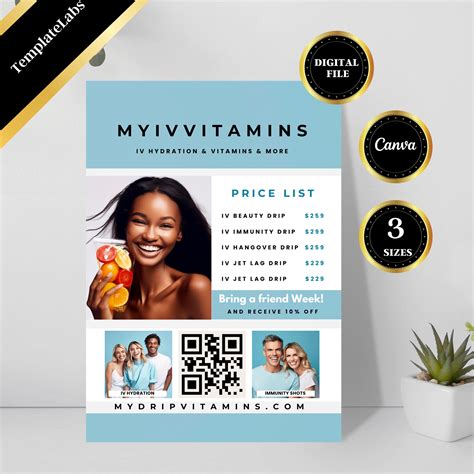 Iv Hydration Template Iv Therapy Flyer Iv Drip Brand Awareness Flyer Flyer Canva Printable