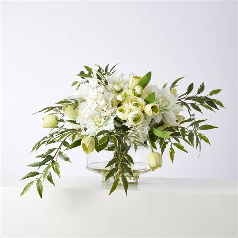 Summer Serenade White Hydrangea Dahlia Green Ranunculus And Tulips