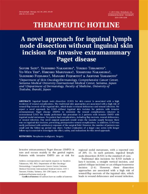 Pdf A Novel Approach For Inguinal Lymph Node Dissection Without Inguinal Skin Incision For