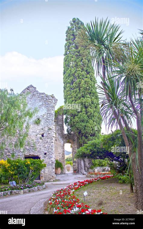 At Ravello Italy On July 2020 Medieval Tower Of Villa Rufolo