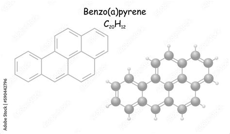 Stylized Molecule Modelstructural Formula Of Benzoapyrene Substance