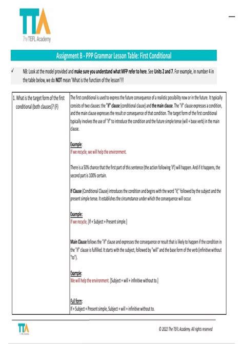 [new Document] The Tefl Academy Assignment B [first Conditional] Tefl Teacher Training