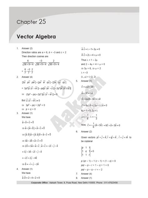 M Sol Ch 25 Vector Algebra Pdf Elementary Geometry Euclid