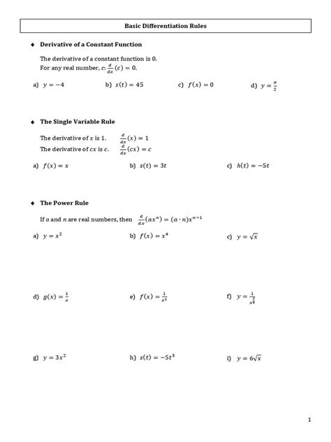 2 Basic Differentiation Rules Pdf Derivative Analysis