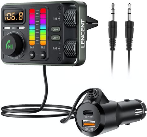 Lencent Bluetooth 53 Car Fm Transmitter Hi Fi Treble And Bass Music
