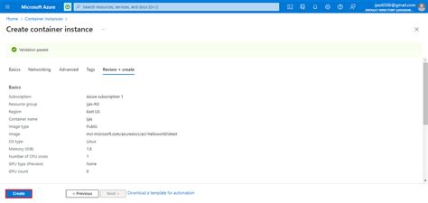 Create The Container Instances In Azure Portal
