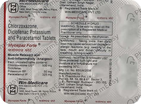 Myospaz Forte Strip Of 10 Tablets Uses Side Effects Price And Dosage