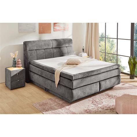 Lit Boxspring Queen Tissu Chenille 180 X 200 Cm Avec Coffre De Lit