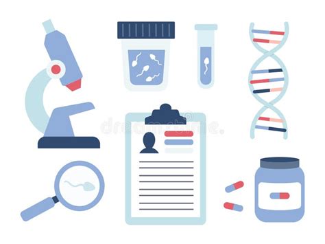 Sperm Test Analysis Set Of Elements In Flat Style Stock Vector