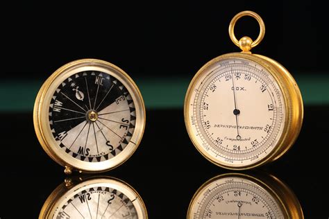 Fine Double Sided Pocket Barometer Compendium Retailed By Cox C1866