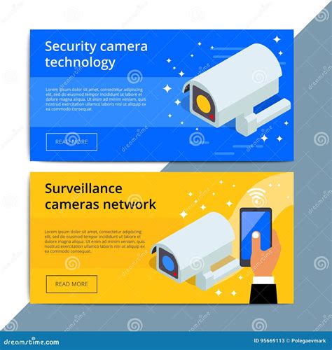 Security Camera Promo Web Banner Ad Video Surveillance Equipment Promotion Advertisement Layout