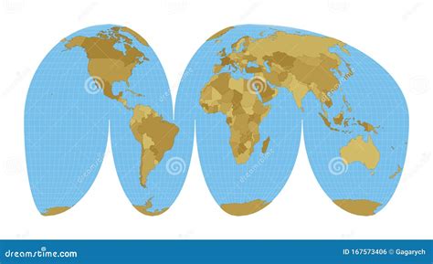 World Map Goode`s Interrupted Mollweide Stock Vector Illustration