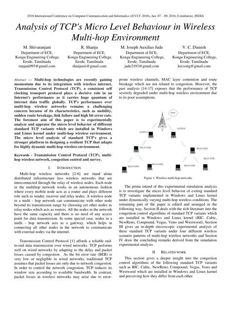 Pdf Analysis Of Tcps Micro Level Behaviour In Wireless Multi Hop
