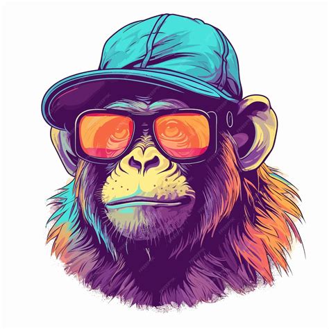 Affe Mit Hut Und Brille Sommerdesign Premium Ki Generierter Vektor