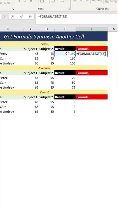 Get Formula Syntax In Another Cell Shorts Exceltips Excel