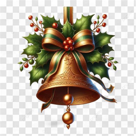 Bell With Holly And Ribbon For Christmas Decorations Festive Bell