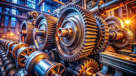 Massive Industrial Gears A Panoramic Perspective Of A Complex Machinery