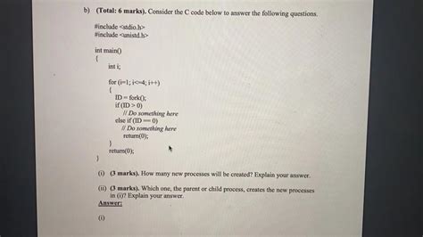 Solved B Total Marks Consider The C Code Below To Chegg