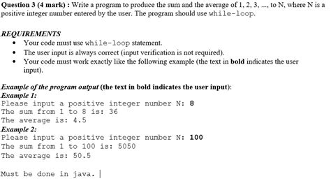 Solved Question 3 4 Mark Write A Program To Produce The