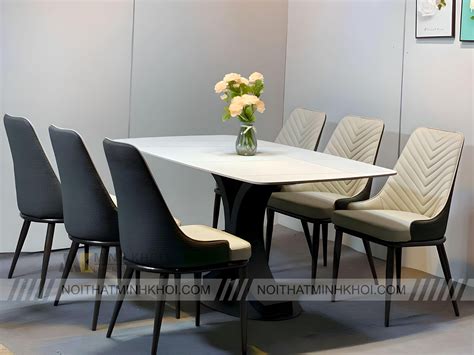 Bộ Bàn Ghế Ăn Hiện Đại Mặt Đá Ceramic 6 Ghế Bah17